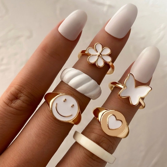 Jewelry | Y2k Ring Set White Gold | Poshmark